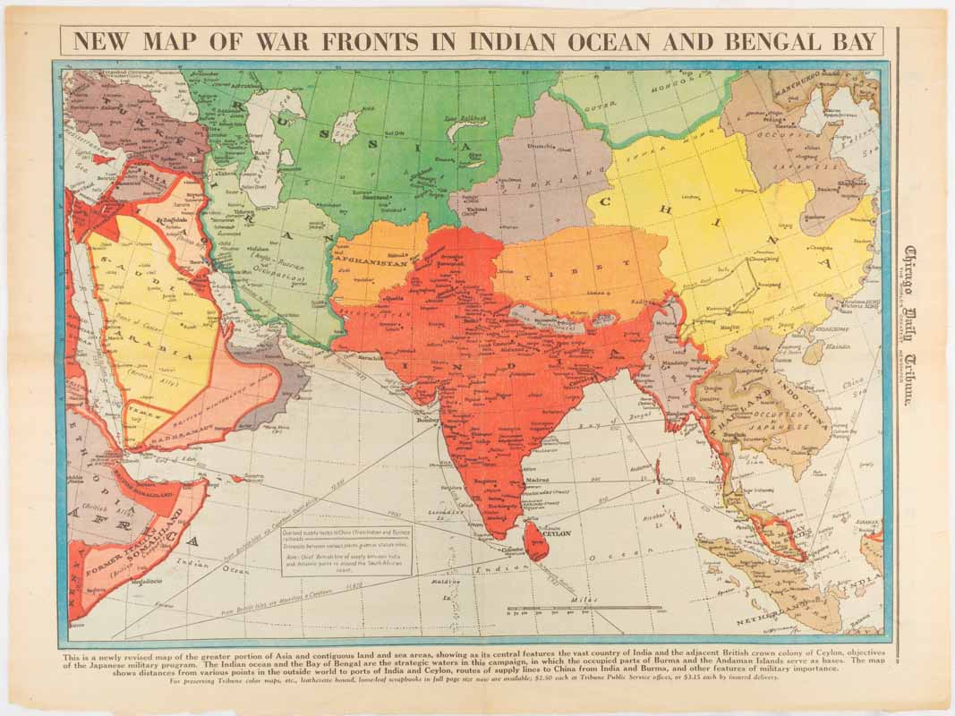 New Map of War Fronts in Indian Ocean and Bengal Bay | WWII MAP OF ASIA ...